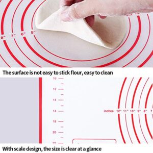 JC-Lee 2 Pieces Silicone Baking Mat Non-Slip Silicone Pastry Mat Non Stick for Fondant, Rolling Dough, Pie Crust, Pizza and Cookies - BPA Free Easy Clean Kneading Matts -Red 16 x 24 Inches