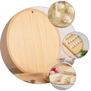 HEMOTON 1 Set 2Pcs Bamboo Dumpling Tray Handmade Chinese Dumplings Mat Insulation Mat Steamer Basket Baking Mat for Baking Dumpling Dough Pastry Cookie Wontons (Khaki)