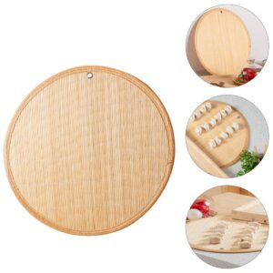 HEMOTON 1 Set 2Pcs Bamboo Dumpling Tray Handmade Chinese Dumplings Mat Insulation Mat Steamer Basket Baking Mat for Baking Dumpling Dough Pastry Cookie Wontons (Khaki)