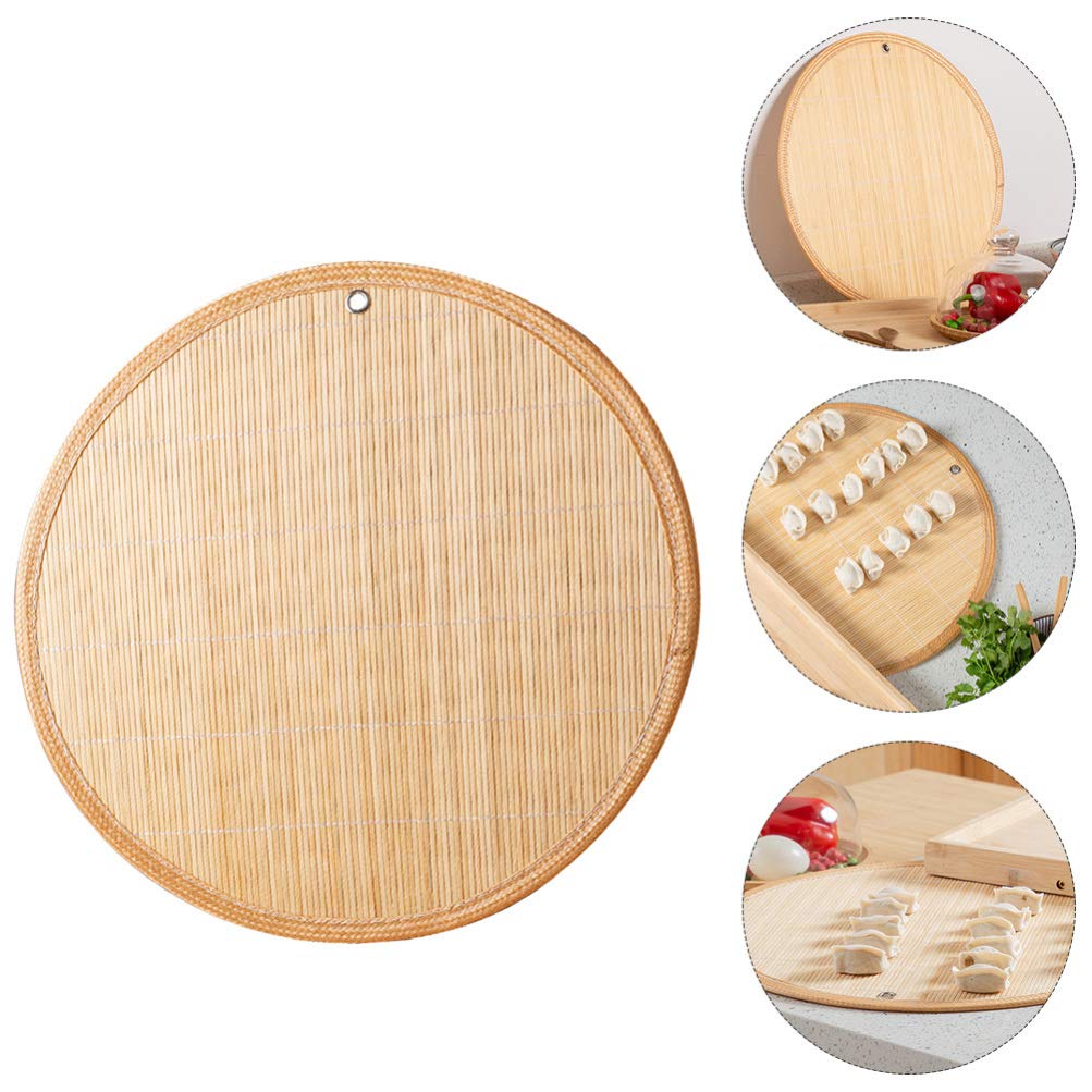 HEMOTON 1 Set 2Pcs Bamboo Dumpling Tray Handmade Chinese Dumplings Mat Insulation Mat Steamer Basket Baking Mat for Baking Dumpling Dough Pastry Cookie Wontons (Khaki)