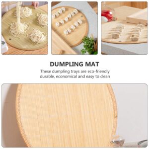 HEMOTON 1 Set 2Pcs Bamboo Dumpling Tray Handmade Chinese Dumplings Mat Insulation Mat Steamer Basket Baking Mat for Baking Dumpling Dough Pastry Cookie Wontons (Khaki)