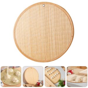 HEMOTON 1 Set 2Pcs Bamboo Dumpling Tray Handmade Chinese Dumplings Mat Insulation Mat Steamer Basket Baking Mat for Baking Dumpling Dough Pastry Cookie Wontons (Khaki)