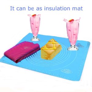 Silicone Baking Mat for Pastry Rolling Dough Non stick Non Slip Blue Table Sheet Baking Supplies for Bake Pizza Cake (19.5" X 15.5")