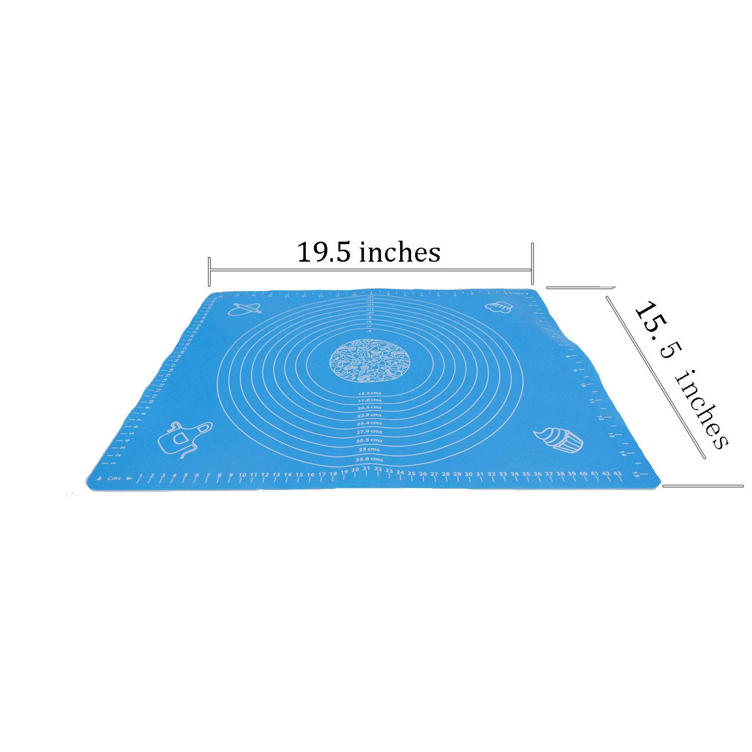 Silicone Baking Mat for Pastry Rolling Dough Non stick Non Slip Blue Table Sheet Baking Supplies for Bake Pizza Cake (19.5" X 15.5")