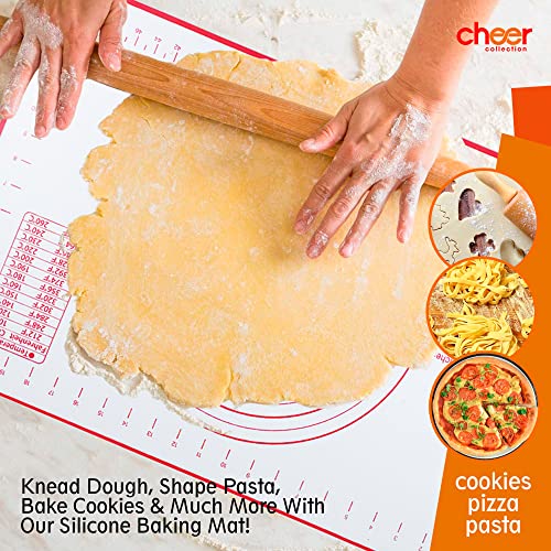 Cheer Collection Silicone Baking Mat - Non-Slip Kitchen Mat for Rolling Dough and Baking Cookies Pizza Macarons - 16" x 24"