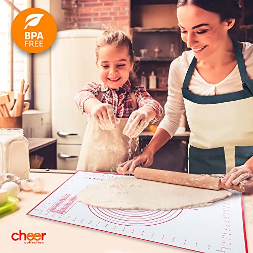 Cheer Collection Silicone Baking Mat - Non-Slip Kitchen Mat for Rolling Dough and Baking Cookies Pizza Macarons - 16" x 24"