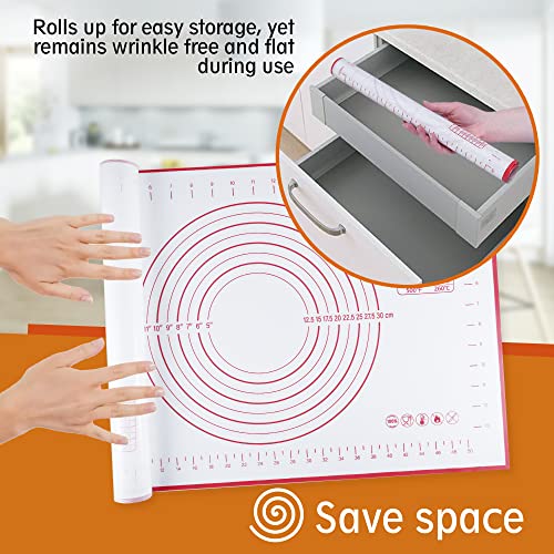 Cheer Collection Silicone Baking Mat - Non-Slip Kitchen Mat for Rolling Dough and Baking Cookies Pizza Macarons - 16" x 24"