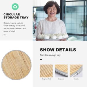 SOLUSTRE Bamboo Dumpling Tray Traditional Non-Stick Bamboo Steamer Basket Baking Mat for Baking Dumpling Dough Pastry Cookie Wontons 40cm