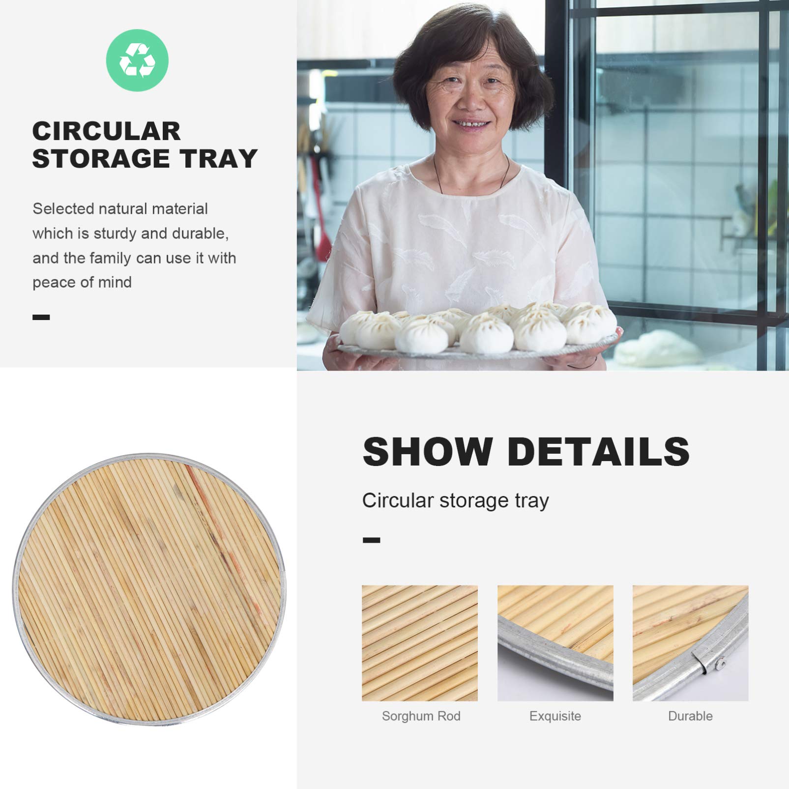 SOLUSTRE Bamboo Dumpling Tray Traditional Non-Stick Bamboo Steamer Basket Baking Mat for Baking Dumpling Dough Pastry Cookie Wontons 40cm