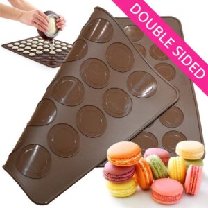 Allforhome Double Sided 48/30 Hole Macarons Making Silicone Mould Macaroon Baking Mat Macaroon DIY molds Baking Mat Heat resistant Pad Nonstick Bread Macaron Baking Sheet Biscuits Bakeware Bakery Tool