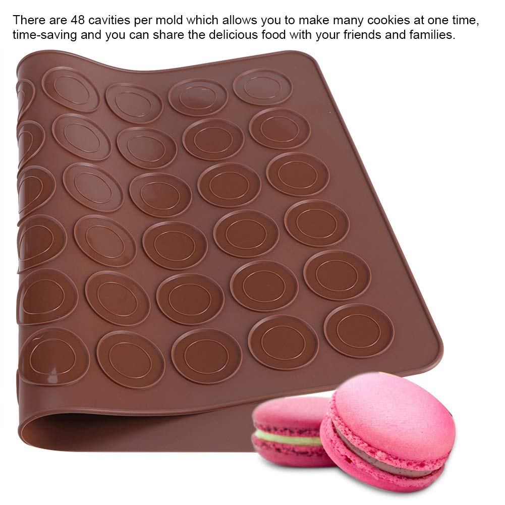 Macaron Silicone Mat, 48 Capacity Silicone Sheet Mat Baking Cookies Pastry DIY Bakeware Decorating Tools for 1.5" Macarons Making, 15.4 x 11.2inch