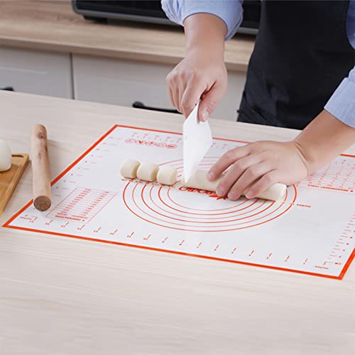 sunyou Silicone Pastry Mat - Extra Thick Non-Stick Baking Mat with Measurement - Fondant Mat, Counter Mat, Dough Rolling Mat, Oven Liner, Pie Crust Mat (L-24''(W)32''(L), Red)