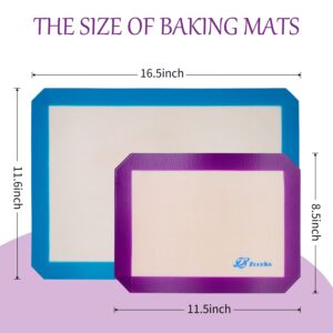 Zcooks Silicone Baking Mat Set 2 Half + 1 Quarter Sheets Non Stick Silicon Cookie Oven Liner Food Safe Baking Mat