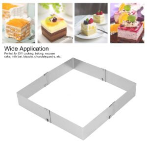 Square Mousse , Stainless Steel Square Cake Ring Square Mousse Ring Retractable Biscuits Cake Pastry Mould Baking Tool (L)