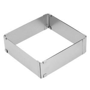 Square Mousse , Stainless Steel Square Cake Ring Square Mousse Ring Retractable Biscuits Cake Pastry Mould Baking Tool (L)