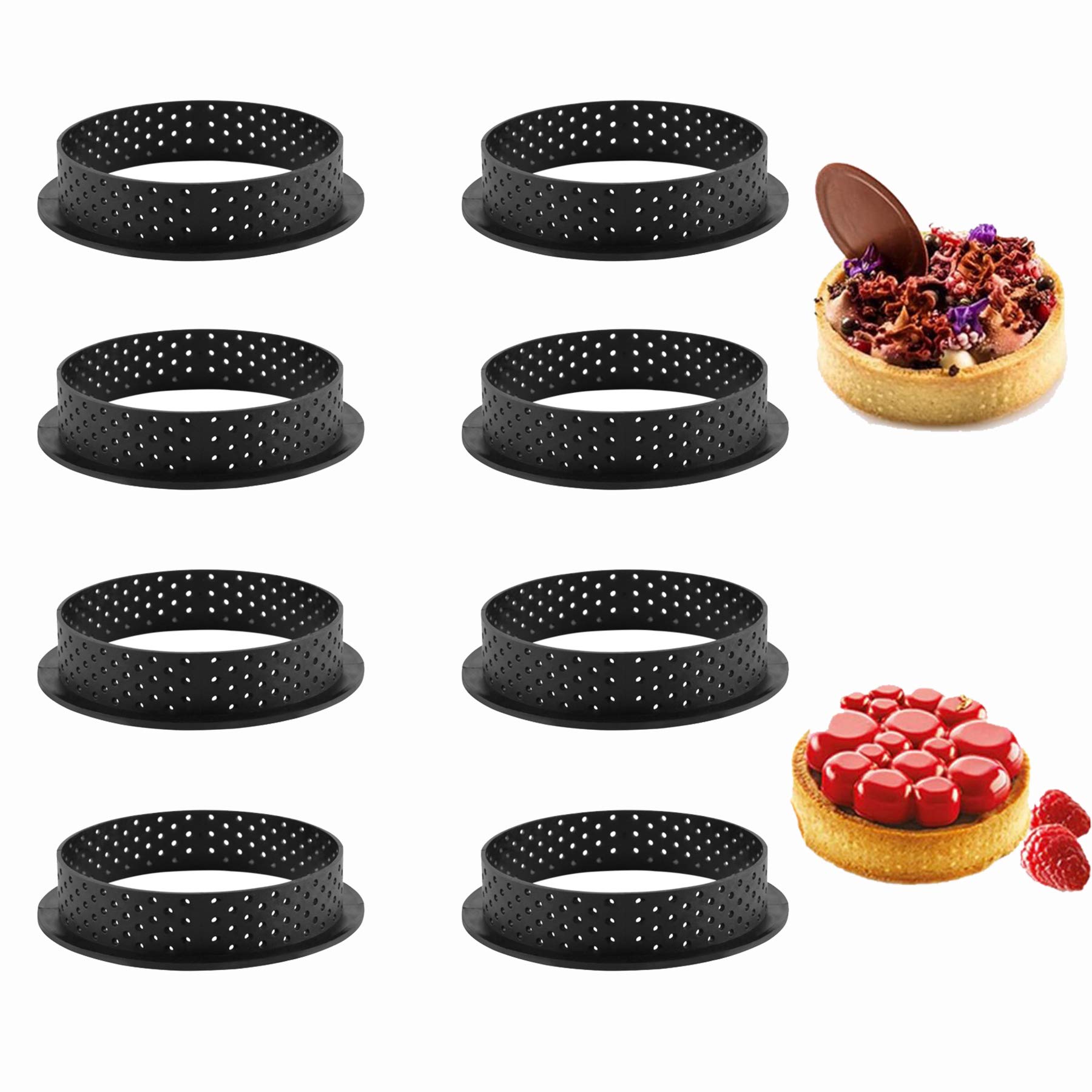 8pcs Tart Ring Mold,Mini Tart Rings for Baking Muffin Mousse Cake Circle Cutter