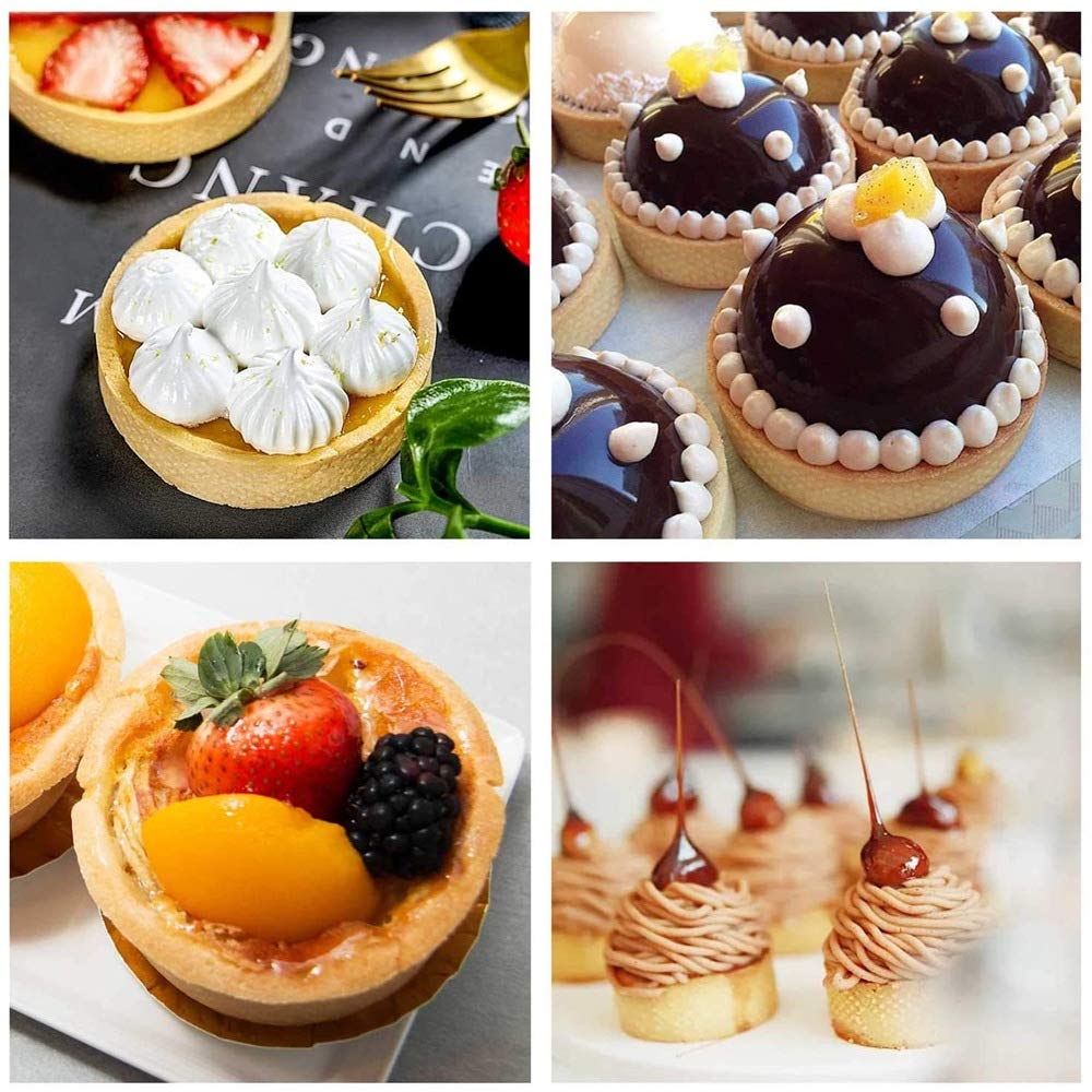 Padyrytu 10Pcs Circular Tart Rings with Holes Steel Fruit Pie Quiches Cake Mousse Kitchen Baking Mould 7cm