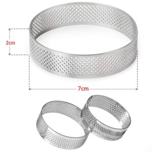 Padyrytu 10Pcs Circular Tart Rings with Holes Steel Fruit Pie Quiches Cake Mousse Kitchen Baking Mould 7cm