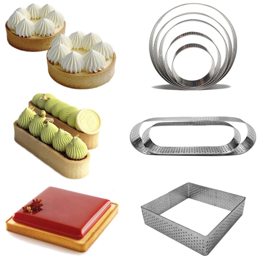 Cabilock Pancake Ring Gummy Rings Baking Rings Baking Rings Mousse Rings Stainless Steel Mini Cookie Cutters Oval Pie Cake Mould Bakery Tools 9.4cm Muffin Rings Cake Rings Oval Ring