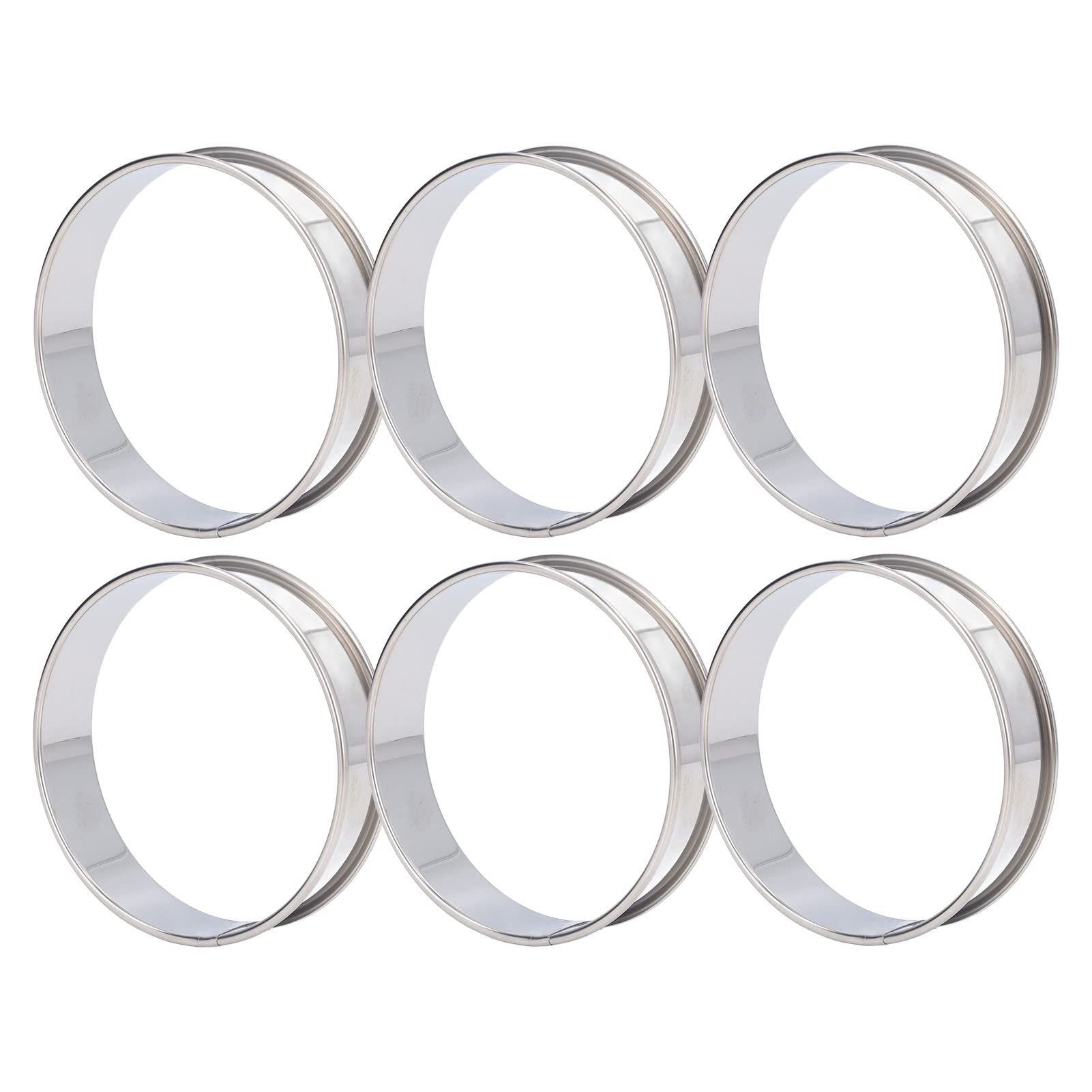 Pilipane English Muffin Rings,6 Pieces Crumpet Rings Double Rolled Tart Ring, Easy Demoulding DIY Stainless Steel Muffin Tart Rings Nonstick Metal Round Ring Mold for Home Food Making Tool(10CM)