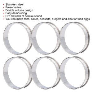 Pilipane English Muffin Rings,6 Pieces Crumpet Rings Double Rolled Tart Ring, Easy Demoulding DIY Stainless Steel Muffin Tart Rings Nonstick Metal Round Ring Mold for Home Food Making Tool(10CM)