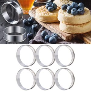 Pilipane English Muffin Rings,6 Pieces Crumpet Rings Double Rolled Tart Ring, Easy Demoulding DIY Stainless Steel Muffin Tart Rings Nonstick Metal Round Ring Mold for Home Food Making Tool(10CM)