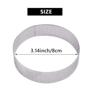 JUMYNOOY 6 Tart Rings Stainless Steel Heat-Resistant Perforated Cake Ring Mold Round Baking