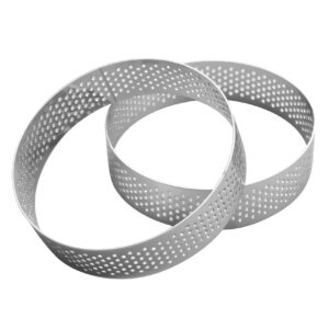 8 Pack Round Tart Rings 3" Stainless Steel Perforated Tart Rings Pastry Ring Mold for Baking French Tarte Crust Cake Mould