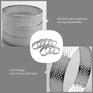 8 Pack Round Tart Rings 3" Stainless Steel Perforated Tart Rings Pastry Ring Mold for Baking French Tarte Crust Cake Mould