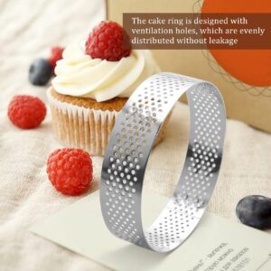 8 Pack Round Tart Rings 3" Stainless Steel Perforated Tart Rings Pastry Ring Mold for Baking French Tarte Crust Cake Mould