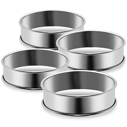 Chefa USA English Muffin Rings, 4 Pc. Set, Stainless Steel Baking Molds for Pastries, Eggs, Pancakes, Tarts, and Crumpets, Rolled Safety Edge, Non-Stick Surface, Reusable