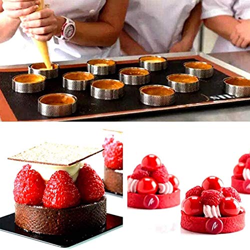 Sunnym 10Pcs Cake Mousse Ring Mould Kitchen Baking Dessert Steel Round Perforated Fruit Pie Quiche Cake Mousse 6cm