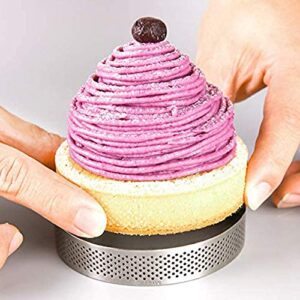 Sunnym 10Pcs Cake Mousse Ring Mould Kitchen Baking Dessert Steel Round Perforated Fruit Pie Quiche Cake Mousse 6cm