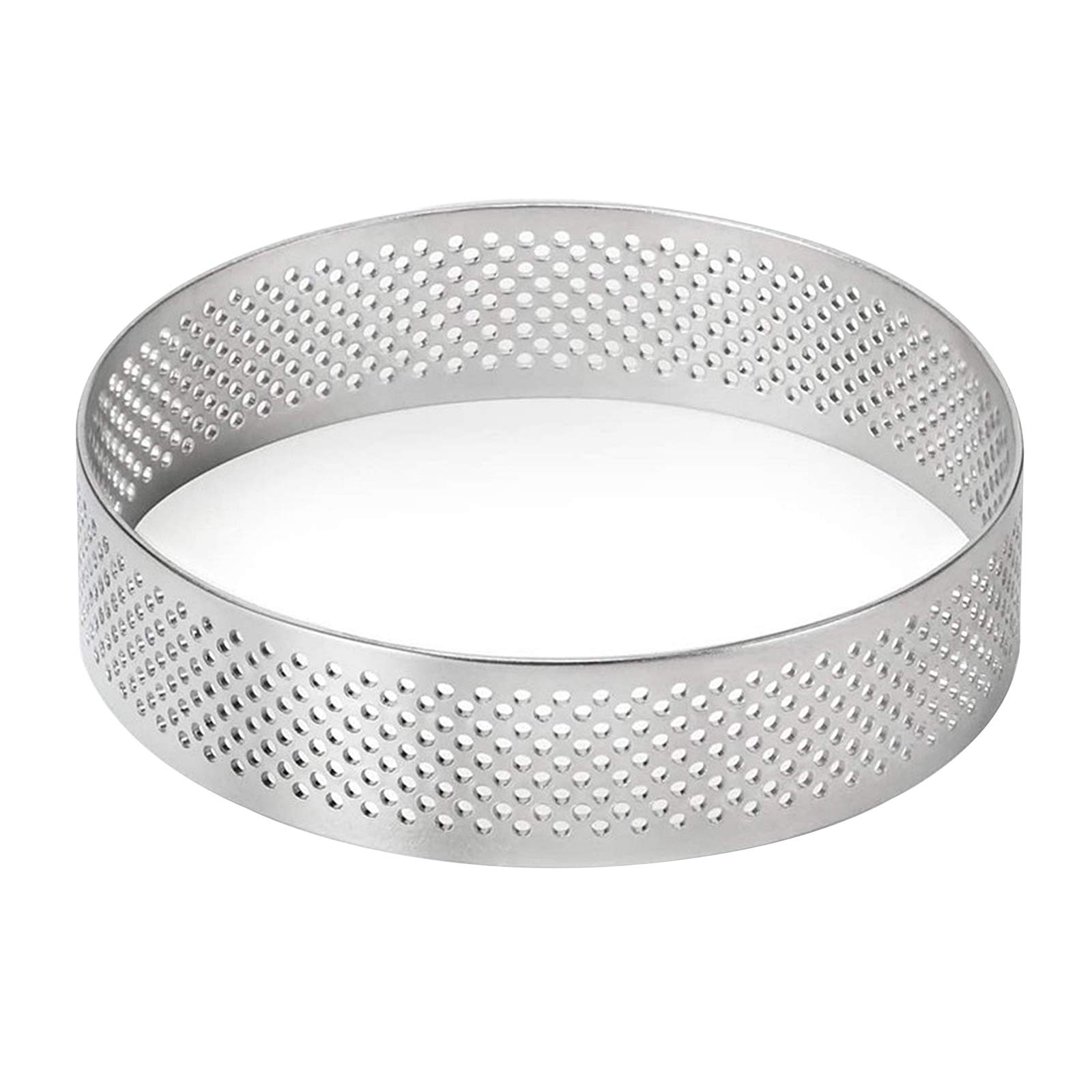 Somubi Stainless Steel Tart Ring, Set of 5 Heat-Resistant Perforated Cake Mousse Ring, Round Porous Tart Ring Bottom Tower Pie Cake Mould (S: 5cm/2inches in diameter)