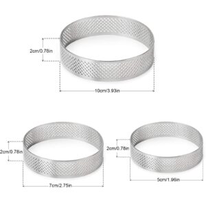 Somubi Stainless Steel Tart Ring, Set of 5 Heat-Resistant Perforated Cake Mousse Ring, Round Porous Tart Ring Bottom Tower Pie Cake Mould (S: 5cm/2inches in diameter)