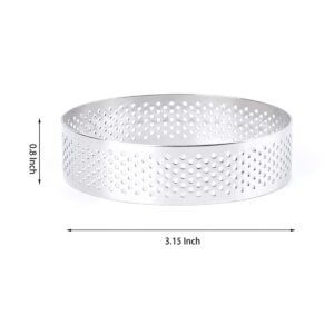 Lazycloud 9 Pack Round Tart Ring, Mousse Rings, Stainless Steel Heat-Resistant Perforated Mousse Rings, Metal Round Ring Mold