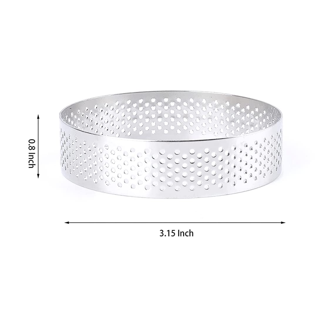 Lazycloud 9 Pack Round Tart Ring, Mousse Rings, Stainless Steel Heat-Resistant Perforated Mousse Rings, Metal Round Ring Mold