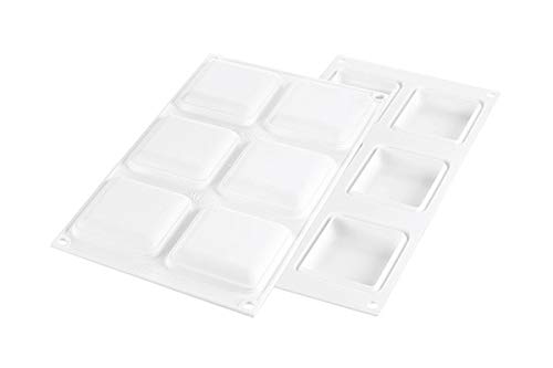 Silikomart "Kit Tarte Ring Square 80x80 Silicone Mold with 6 Cavities, Each 2.63 Inch x 2.63 Inch x 0.59 Inch High, Plus 6 Heat-Resistant Perforated Plastic Square Cutting Rings