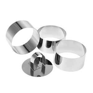 SGerste Stainless Steel DIY Cake Mould Food Cooking Pusher & Round Rings Baking Tools 4Pcs