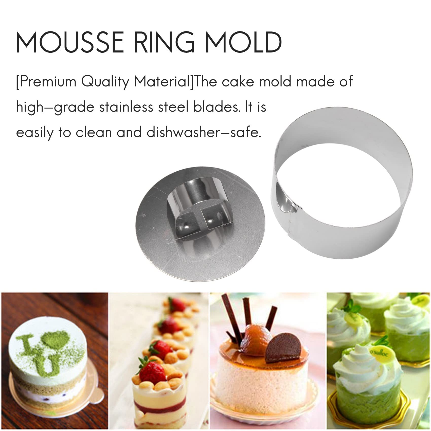 Synpinya Set of 12 Rings, Mousse Molds and Pastry Baking Ring,Food Ring Mould Dessert Rings Set for Pastry Baking