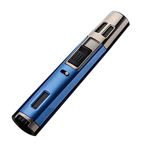 Torch Lighter 2 Jet Flame Gas Lighter, Refillable Candle Cooking Lighter with Visible Container, Adjustable Cigar Lighter Cooking Lighters for BBQ Fire Grill (Without Butane),Blue