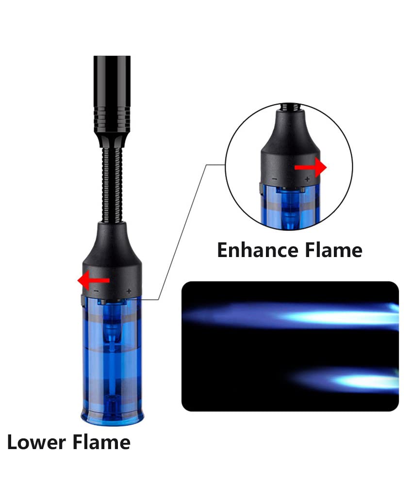 Torch Lighter 360° Rotation Adjustable Single Jet Flame, Flexible Refillable Lighter for Hob Stove Oven Fireplace Grills BBQ Outdoor (Butane No Included) (Black,One Size)