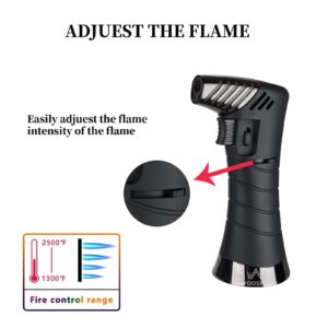 WOOSENTI Butane Torch Gun, Portable Refill Kitchen Torch Lighter with Safety Lock and Freely Adjustable Flame Size for Baking Creme Brulee, Desserts, Grilling, Welding Torch Gun (without Butane Gas)