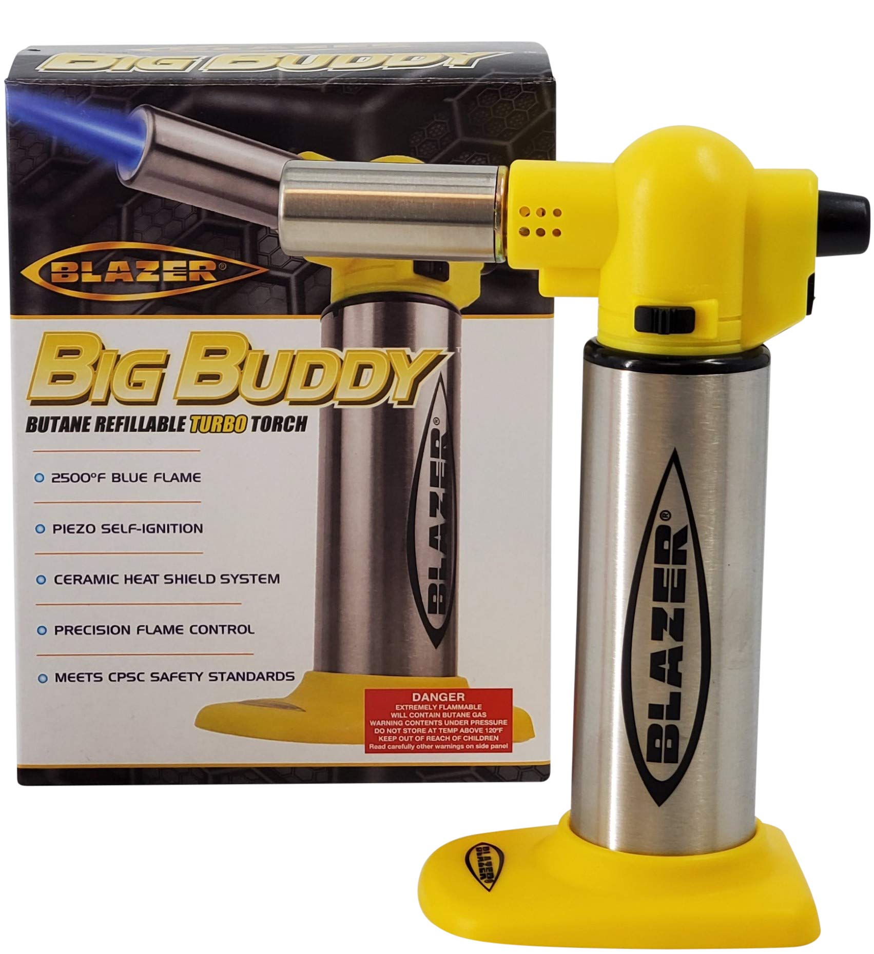 Blazer Big Buddy Torch - Stainless Steel with Yellow (2020)