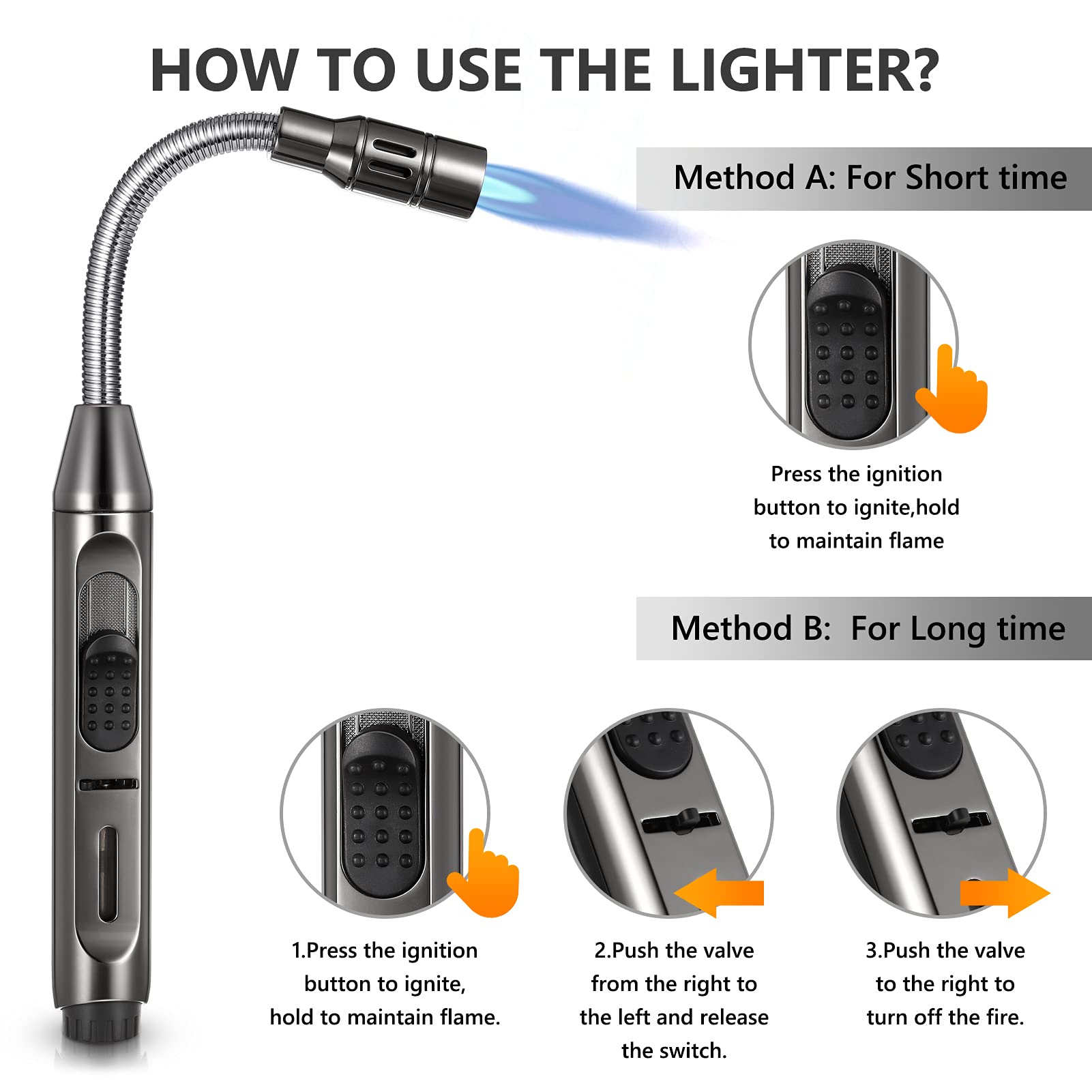 Butane Torch Lighter, 10.1 Inches Long Neck Cooking Torches and 16.5 Inches Long Neck Cooking Torches