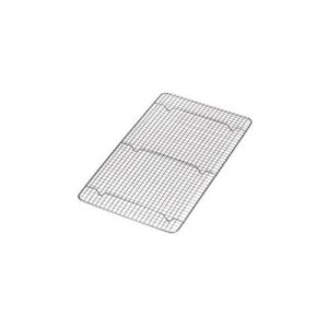 new, cross-wire grid cooling rack, wire pan grate, baking rack, icing rack, chrome plated steel, rectangle shape, 6-raised feet, commercial quality, full size - 10 x 18 inches. (2) pack