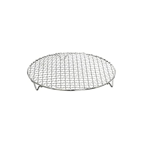 Chris-Wang 1Pack Multi-Purpose Round Stainless Steel Cross Wire Steaming Cooling Barbecue Rack/Carbon Baking Net/Grill/Pan Grate with Legs(6.5Inch Dia)