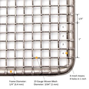 10 pcs 23" x 23" DN-FS23 Heavy Duty 19 Gauge 4-mesh Stainless Steel Woven Mesh Donut Frying Screen, 1/4"D Outer Frame and Support Rods