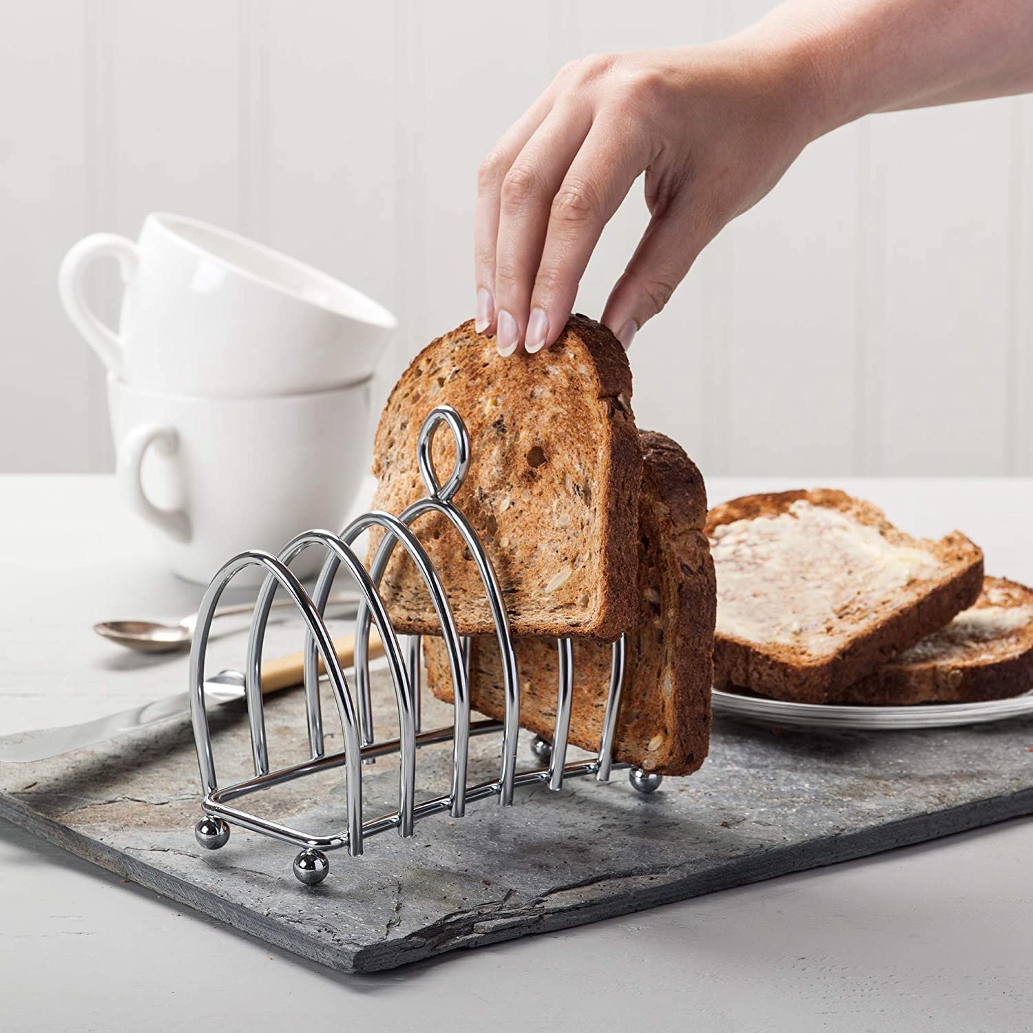 Lodokdre Toast Bread Rack Holder 6 Stainless Steel Toast Rack with Ball Feet and Loop Carry Handle