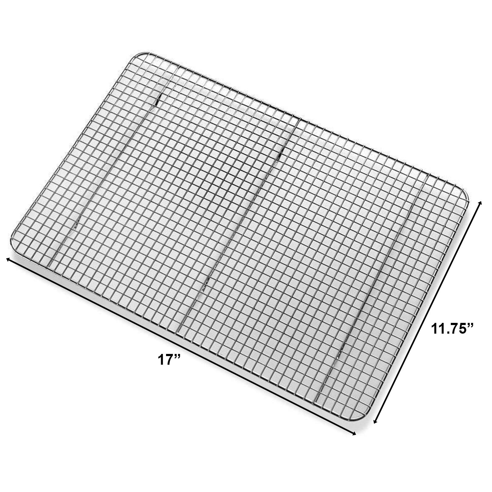 Huji Cross-Wire Grid Cooling Rack, Wire Pan Grate,Baking Rack, Icing Rack, Chrome Plated Steel, (17" x 11.75")